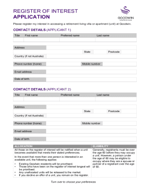 Fillable Online goodwin org Form Register of interest application ...