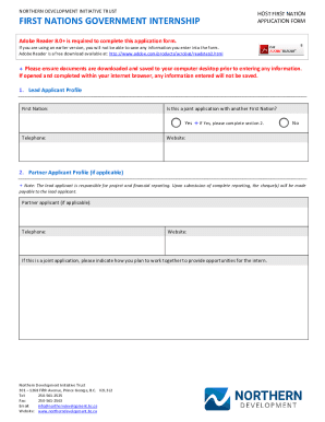 Fillable Online First Nations Government Internship Host First Nation ...