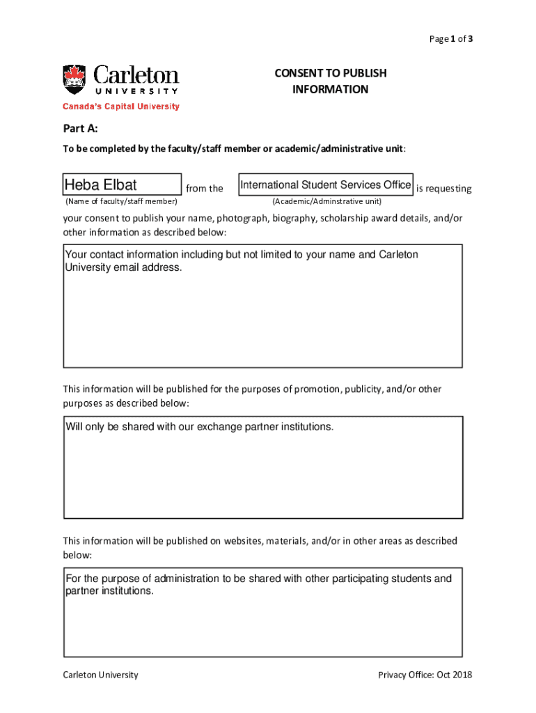 Fillable Online Consent to publish student information Fax Email Print - pdfFiller