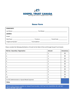 Fillable Online GTC Donor Form Fax Email Print - pdfFiller