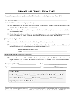 Fillable Online MEMBERSHIP CANCELLATION FORM - Keyano Fax Email Print ...
