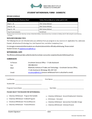 Fillable Online STUDENT WITHDRAWAL FORM - DOMESTIC Fax Email Print ...