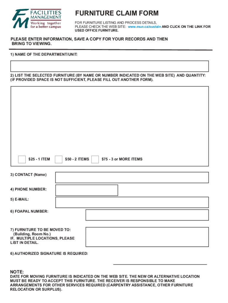 Fillable Online Furniture-Form-FINAL-2 Fax Email Print - pdfFiller