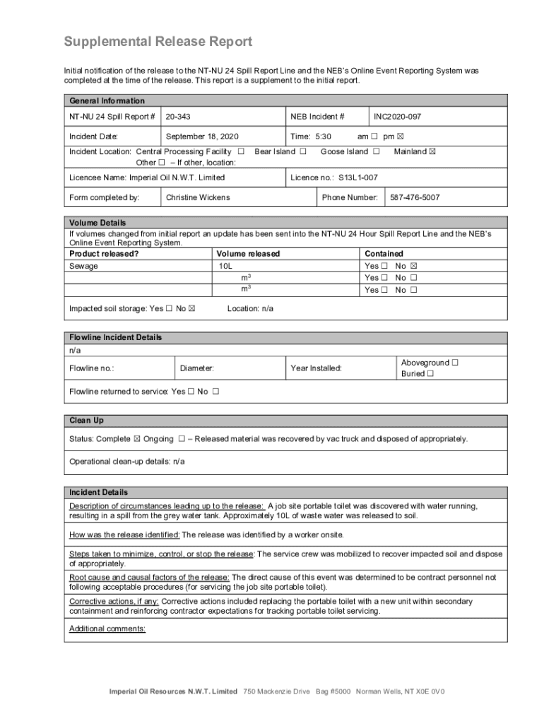 Fillable Online Fillable Online S13L1-007 - 30 Day Spill Report Form ...