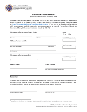 Fillable Online REGISTRATION FORM FOR PARENTS Mandatory information on ...