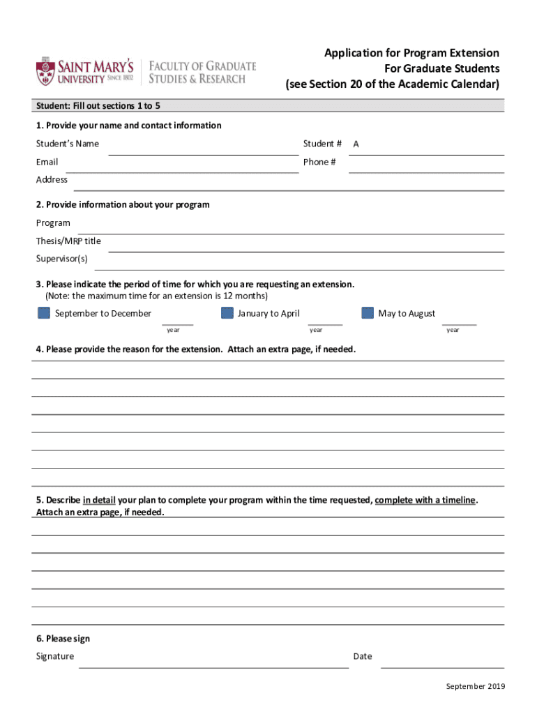 Fillable Online Graduate Program Extension Form - Ohio State University Fax Email Print - pdfFiller