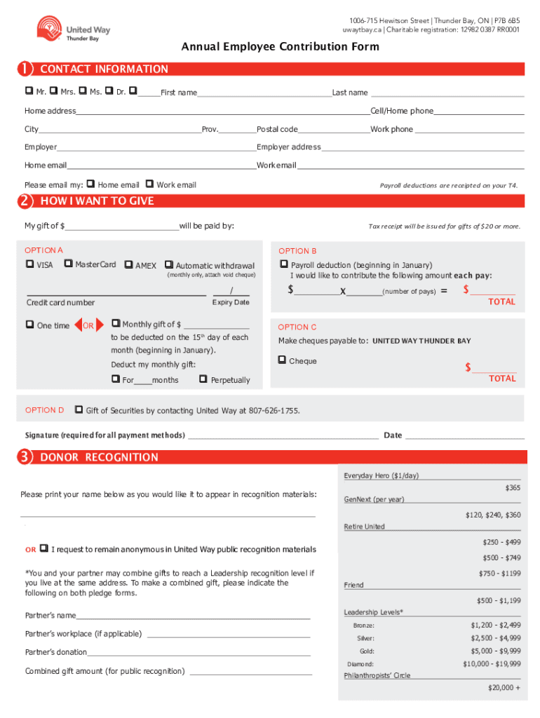 Fillable Online Annual Employee Contribution Form.doc Fax Email Print ...