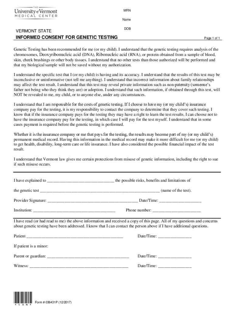 Fillable Online Genetic Testing Patient Consent for Hereditary Cancer ...