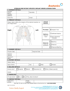 Fillable Online SternumRib Patient Specific Implant OrderDesign Form R2 ...