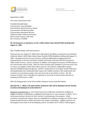 Fillable Online SCE Response to Aug 27 2020 CPUC Letter on PSPS ...