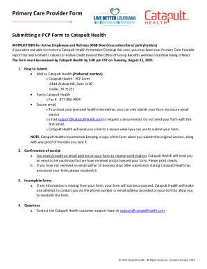 Fillable Online Primary Care Provider Form - Catapult Health Fax Email ...