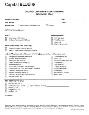 Fillable Online Capitation Rate Determination Form Fax Email Print ...