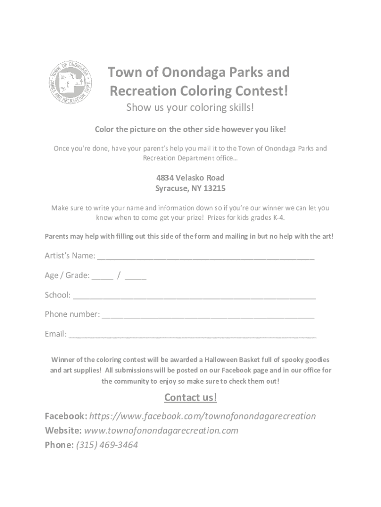 Fillable Online Town of Onondaga Parks and Recreation: Online ...