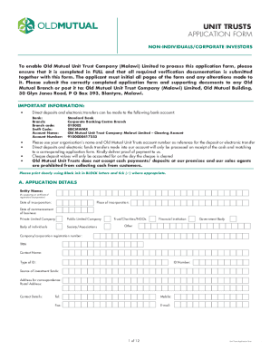 Fillable Online UNIT TRUSTS APPLICATION FORM - Old Mutual Fax Email ...