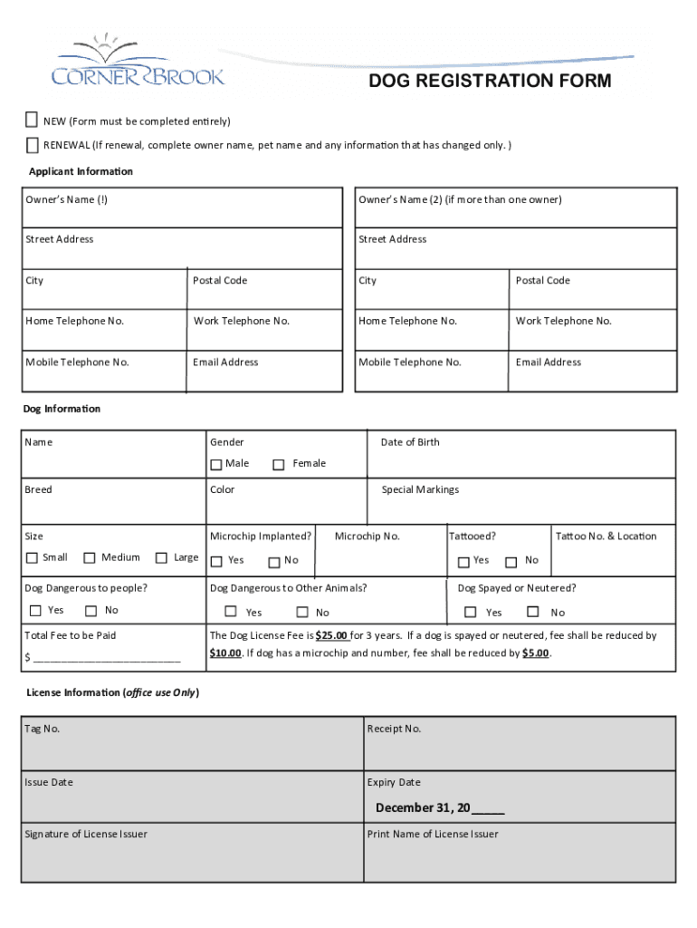 Fillable Online Dog Registration Form Template123 Form BuilderFAQs: Do ...