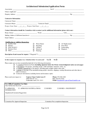 Fillable Online Architectural Submission / Application Form Fax Email ...