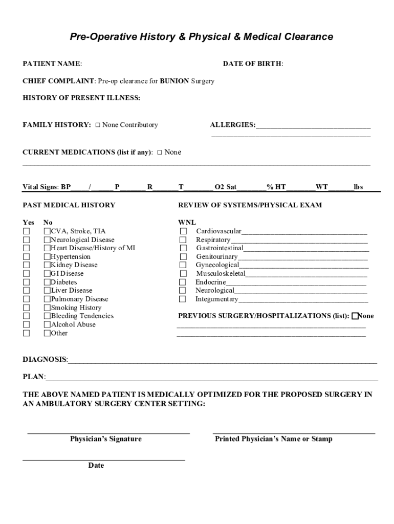 Fillable Online Pre-admission Orders for Outpatient Surgery Richard R ...