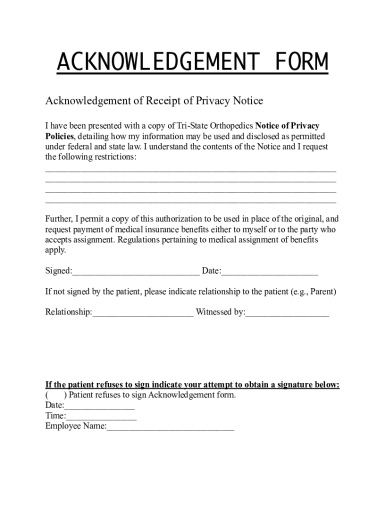 Fillable Online 30 Best Acknowledgement Receipt Templates (& Letters ...