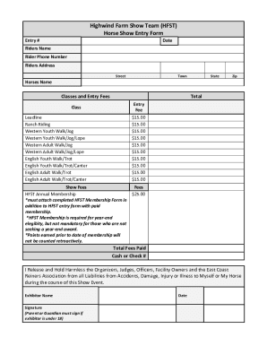 Fillable Online HFST Horse Show Entry Form.doc Fax Email Print - pdfFiller