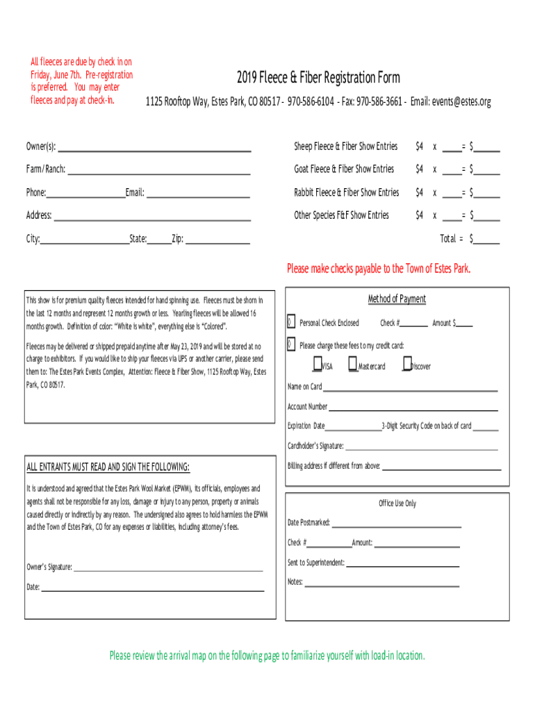 Fillable Online 2019 Fleece & Fiber Registration Form.pdf Fax Email ...