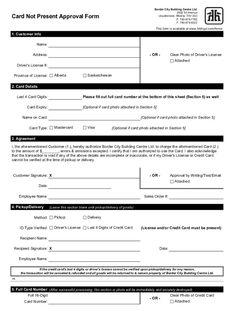 Fillable Online Card Not Present Approval Form Fax Email Print - pdfFiller
