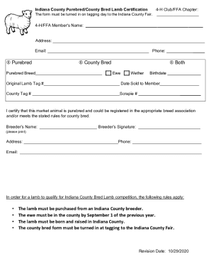 Fillable Online Purebred Form - Lamb 2020.docx Fax Email Print - pdfFiller