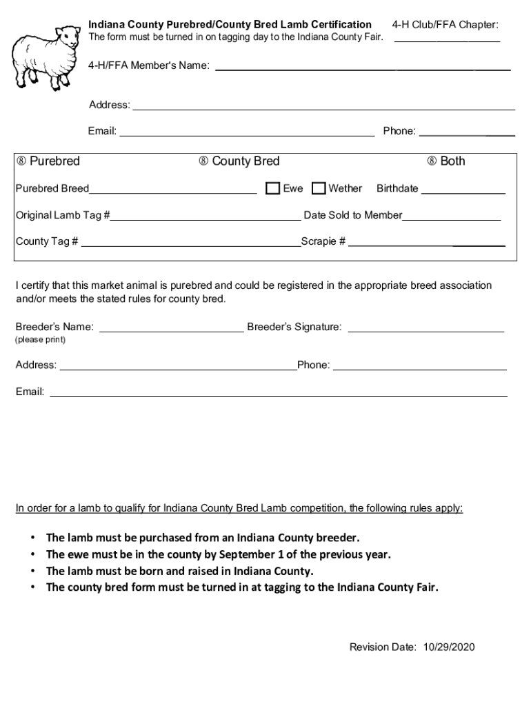 Fillable Online Purebred Form - Lamb 2020.docx Fax Email Print - pdfFiller