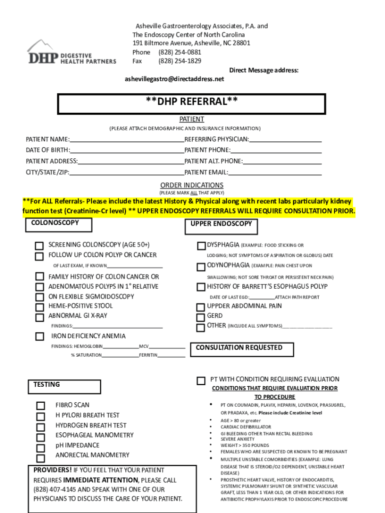 Fillable Online DHP Referral Form 2020 - DHP Digestive Health Partners ...