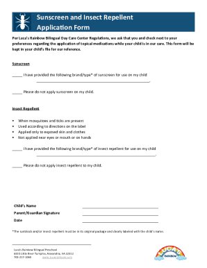 Sunscreen and Insect Repellent Application Per Luca's ... Doc Template ...