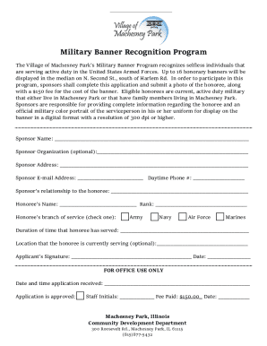 Fillable Online Military Banner Program Sponsorship Application Form ...