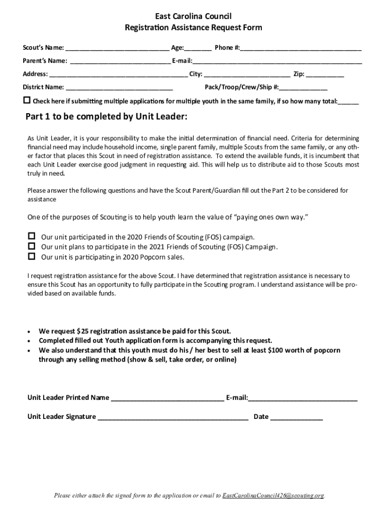 Fillable Online 2021 Camp Boddie Boy Scout Resident Camp Pre ...