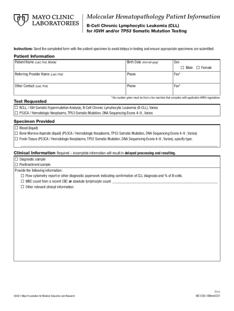 Fillable Online MCL - Molecular Hematopathology Patient Information ...