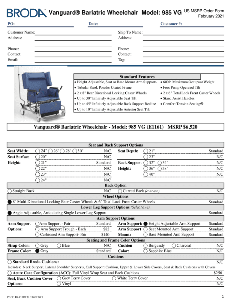 Broda Vanguard Wheelchair - Fill Online, Printable, Fillable, Blank ...