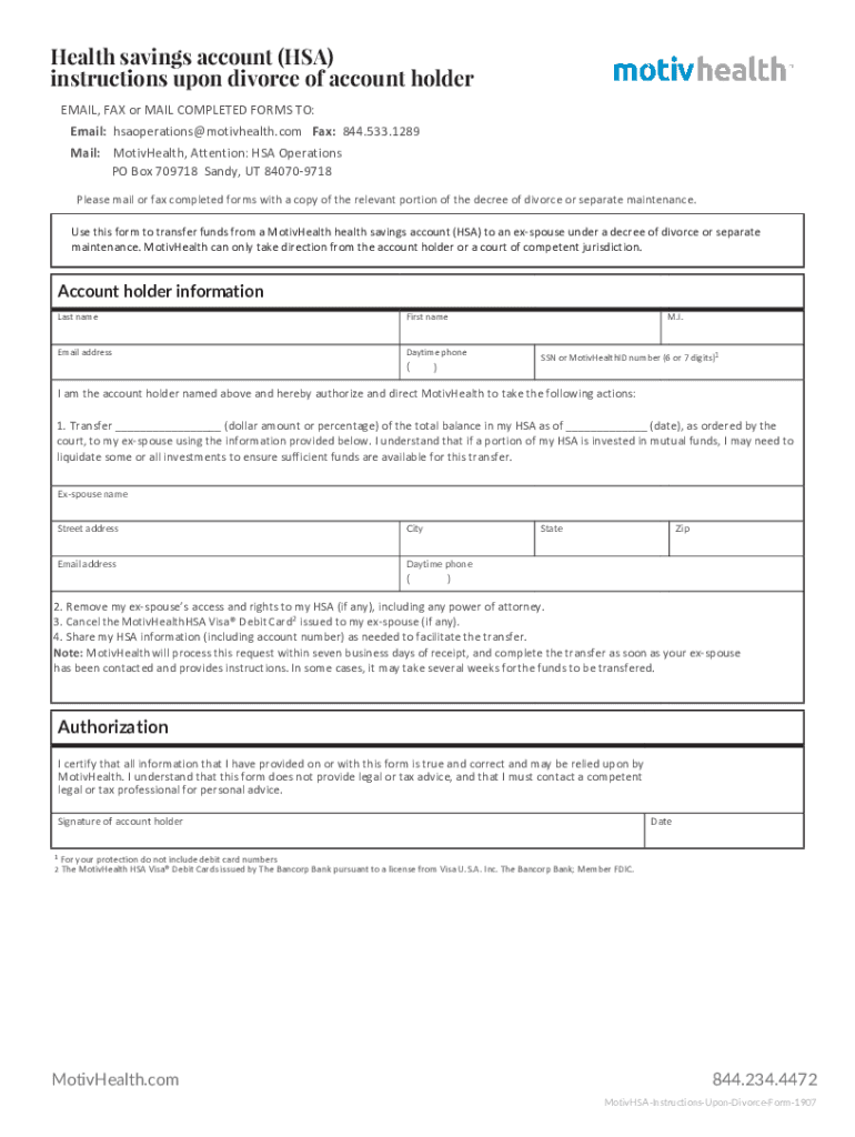 Fillable Online Health Savings Account (HSA) Tranfer Request Fax Email Print - pdfFiller