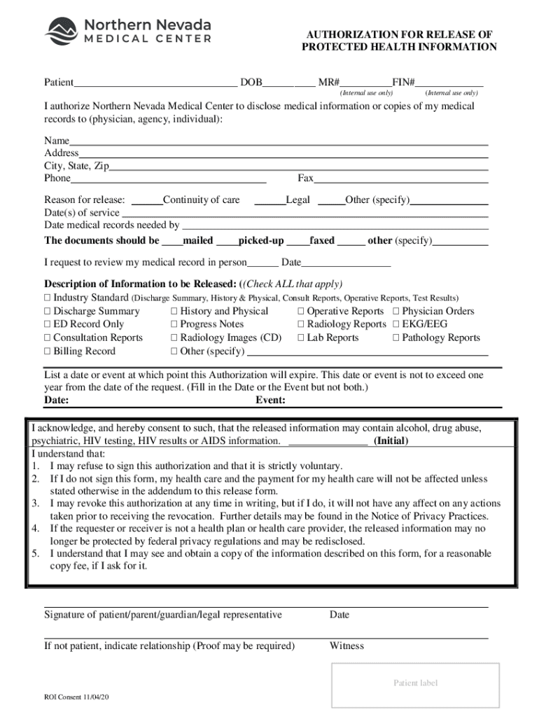 Fillable Online HIPAA Authorization to Release Medical Information form ...
