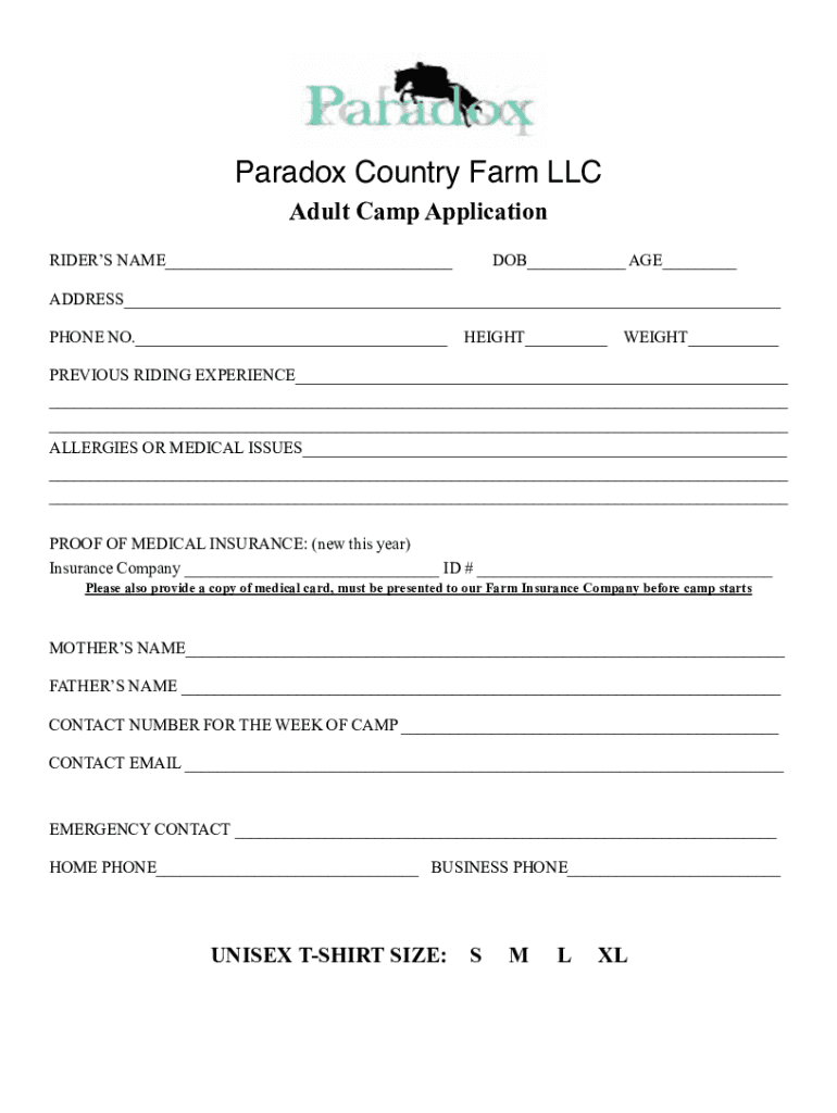 Fillable Online Adult Registration Form PDF Fax Email Print - pdfFiller