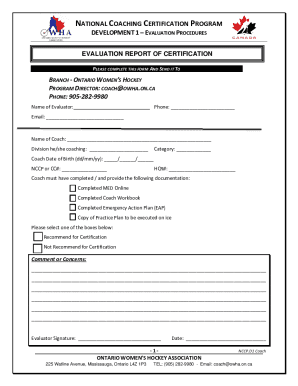 Fillable Online Field Evaluation Report from Evaluator Fax Email Print ...