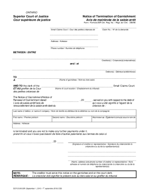 Fillable Online ontariocourtforms on Superior Court of Justice Notice ...