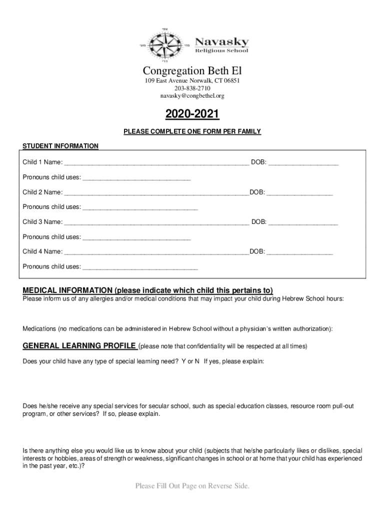 Fillable Online Youre invited to Congregation Beth El-Norwalk ...