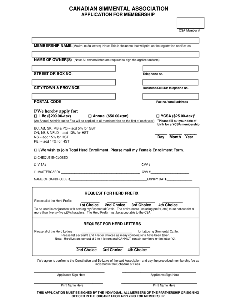 Fillable Online CSA Member # Fax Email Print - pdfFiller