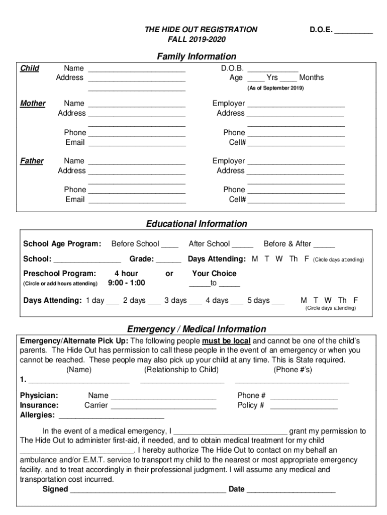 Fillable Online Application for Unlicensed Registered Child Care Ministries Fax Email Print ...