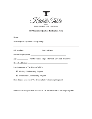 Fillable Online TKT Coach Certification Application Form Fax Email Print - pdfFiller