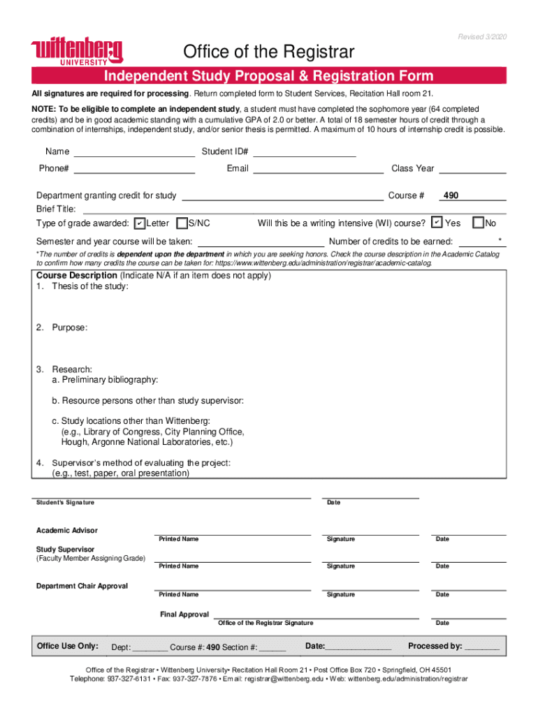 Fillable Online INDEPENDENT STUDY PROPOSAL FORM - Inside CAD Fax Email Print - pdfFiller
