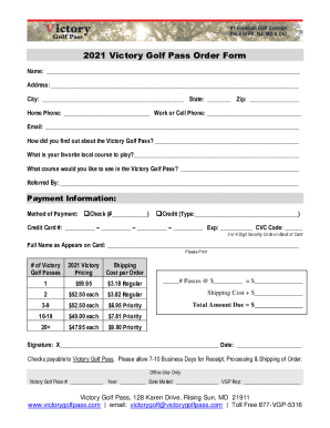 Fillable Online 2021 Victory Golf Pass Order Form Fax Email Print ...