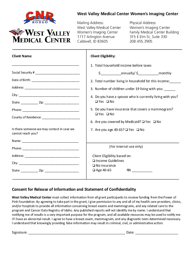 Fillable Online WVMC Mammogram Form Fax Email Print - pdfFiller