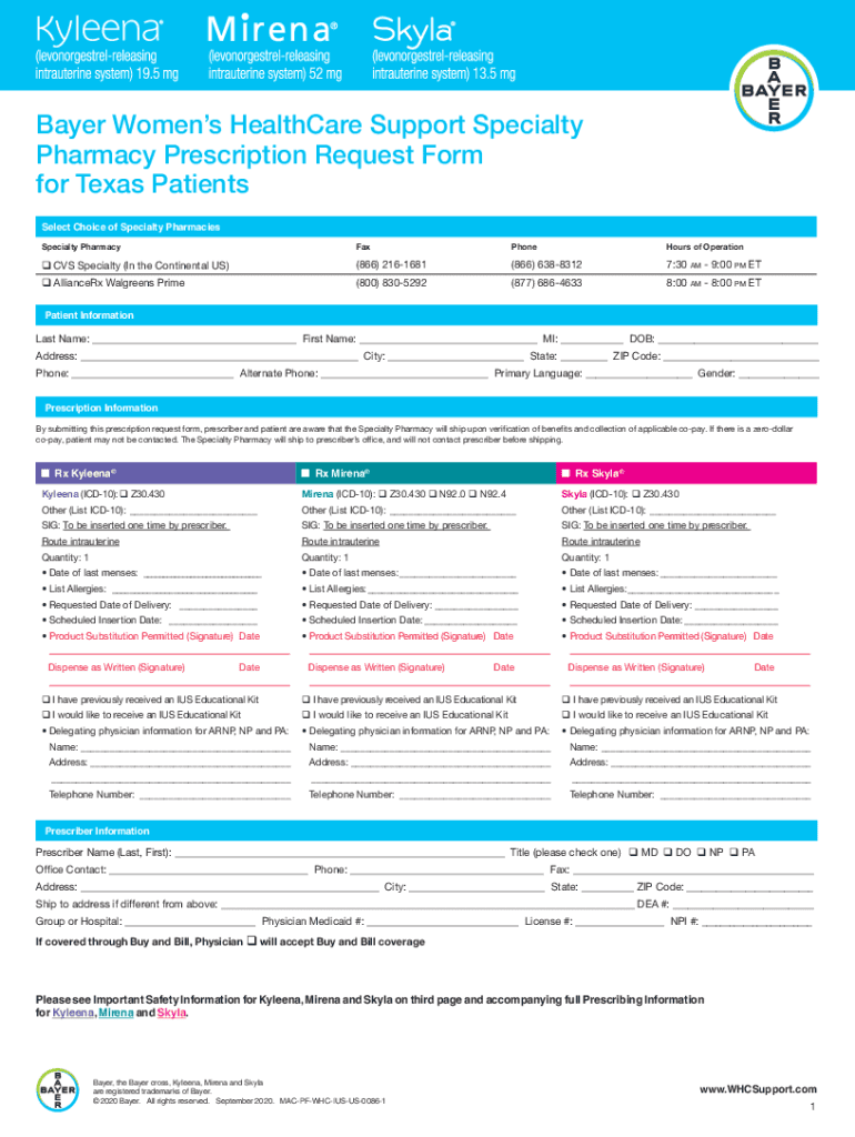 Fillable Online Pharmaceuticals Division of BayerBayer Women's Health ...