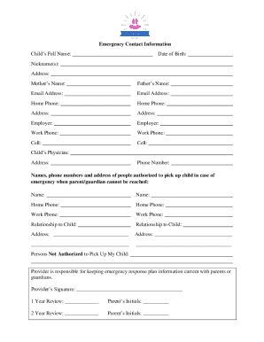 Fillable Online 42 Printable Emergency Card Templates - PDFfiller Fax ...