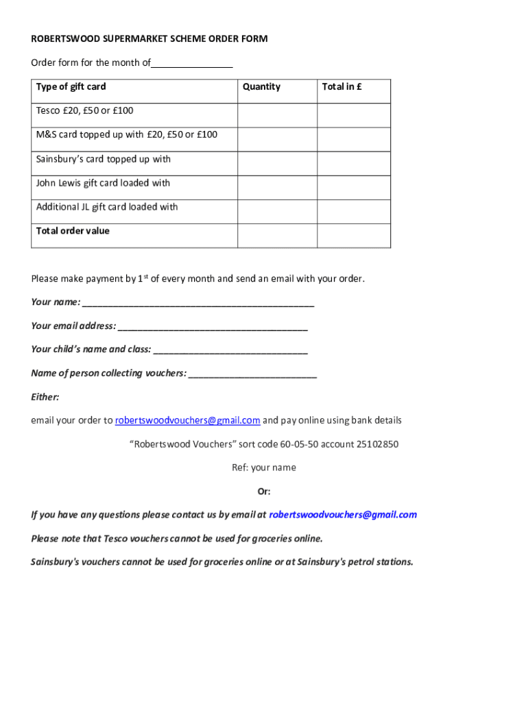 Fillable Online Grocery Order Form TemplateJotForm10+ Grocery Order ...