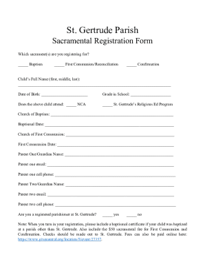 Fillable Online St. Gertrude Parish: Parish Registration Form Fax Email Print - pdfFiller