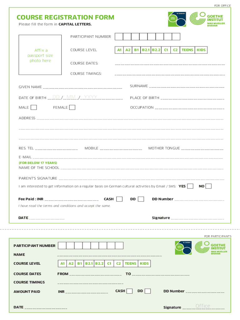 Fillable Online Course Application Form with Receipt v3.cdr Fax Email ...